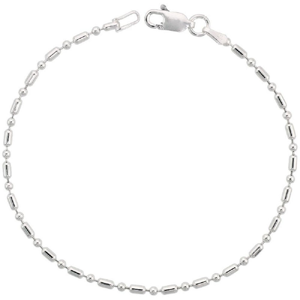 Sterling Silver 1.8mm Polished Bead, Dot-Dash Ball Chain Necklace or ...