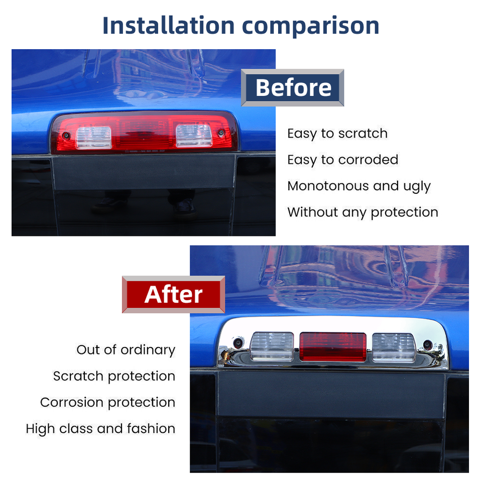 Chrome 3rd Brake Tail Light Cover For 09-18 Dodge Ram 1500+ 2500+ 3500 ...