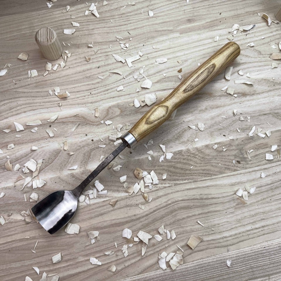 Hand-Forged Swan Neck Gouge – 52100 Steel Blade, Ash Handle, Sculpting ...