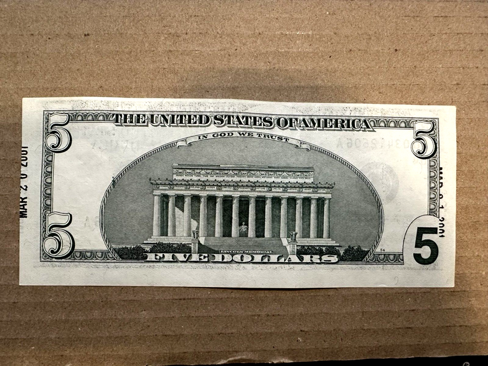 ERROR! 5 Dollar Bill USD Misprint Misaligned Miscut 1999 Circulated ...