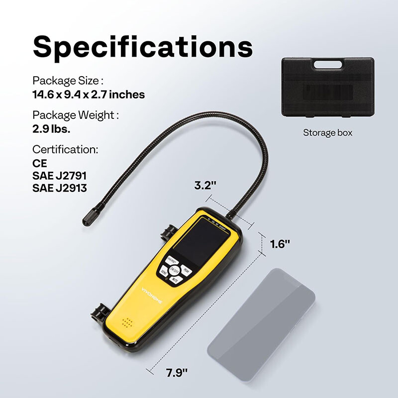 HVAC Refrigerant AC Sniffer Freon Leak Detector Max Sensitivity up to 0 ...