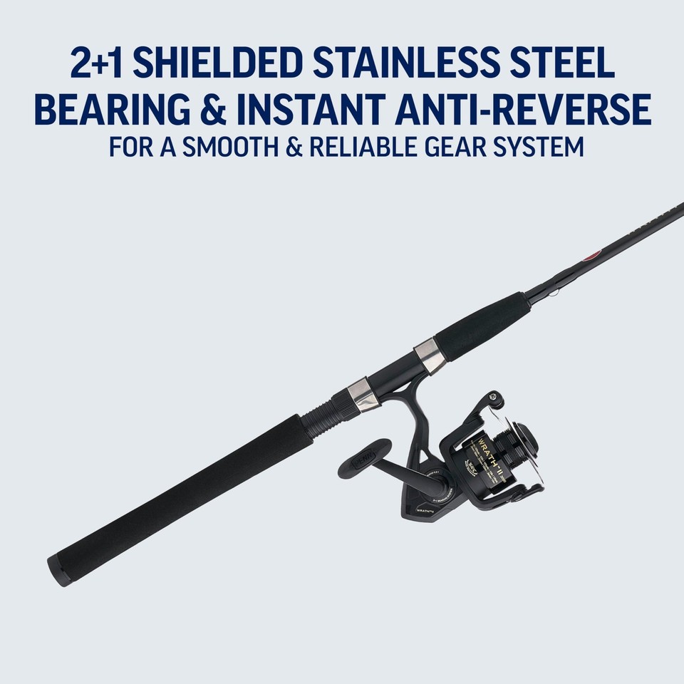 Penn Wrath Ii 7 Medium Heavy Fishing Rod And Spinning Reel Combo 2Pc ...