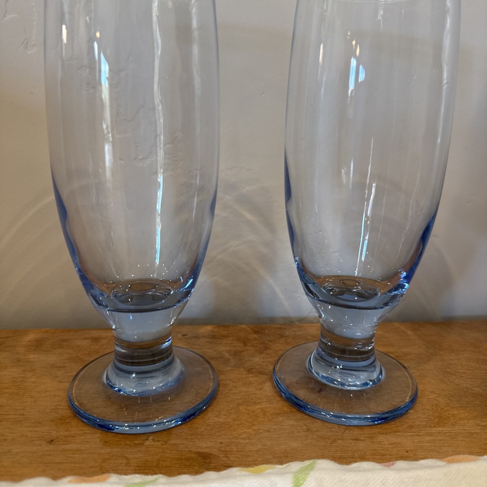 Vintage Lubby Blue Copa de Agua Lunita Footed Water Glasses Goblet ...