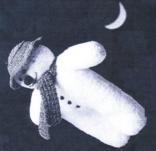 A Snowman toy vintage knitting pattern DK. 13" tall. Sirdar snowflake ...