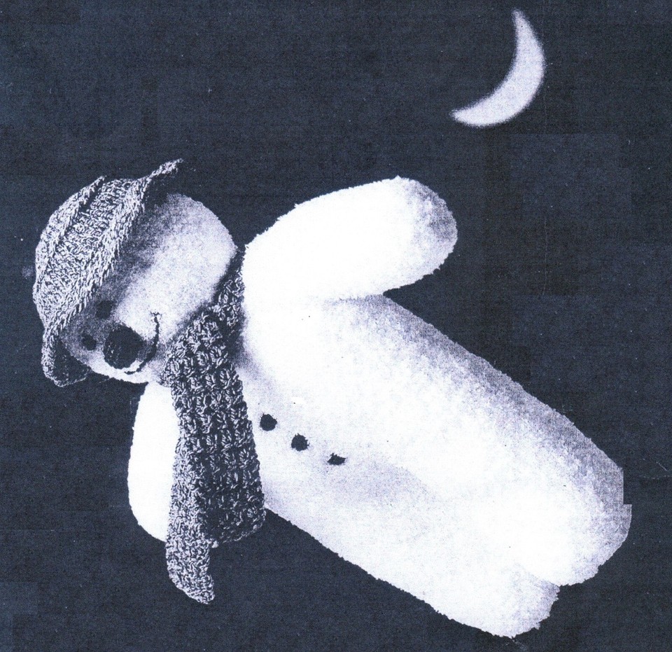 A Snowman toy vintage knitting pattern DK. 13" tall. Sirdar snowflake ...