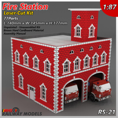 Ho Scale Fire Station Laser-Cut Kit Building | eBay