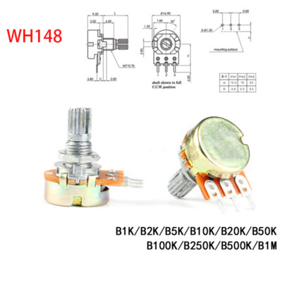 ariable Resistor Adjustable Resistance Linear Taper Potentiometer B1K ...