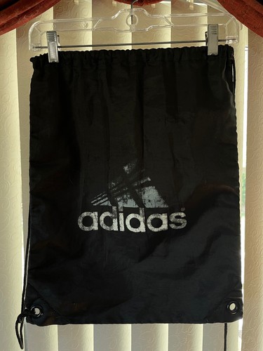 Adidas Drawstring Athletic Gym Shoe / Book Bag Backpack Black w/ Gray White Logo | eBay