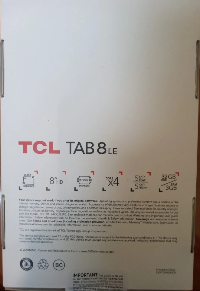 NEW Android TCL TAB 8 LE TABLET - 32GB/3GB RAM - 8” in - 4G | eBay