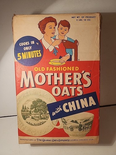 RARE Vintage Old Fashioned Mothers Oats Box with China Quaker Oats Co ...