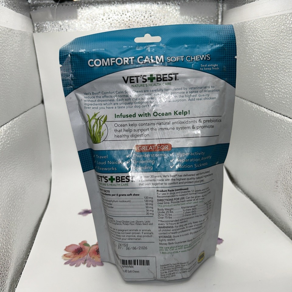 Vets Best Comfort Calm Calming Soft Chews Dog Relax Calming Aid ...