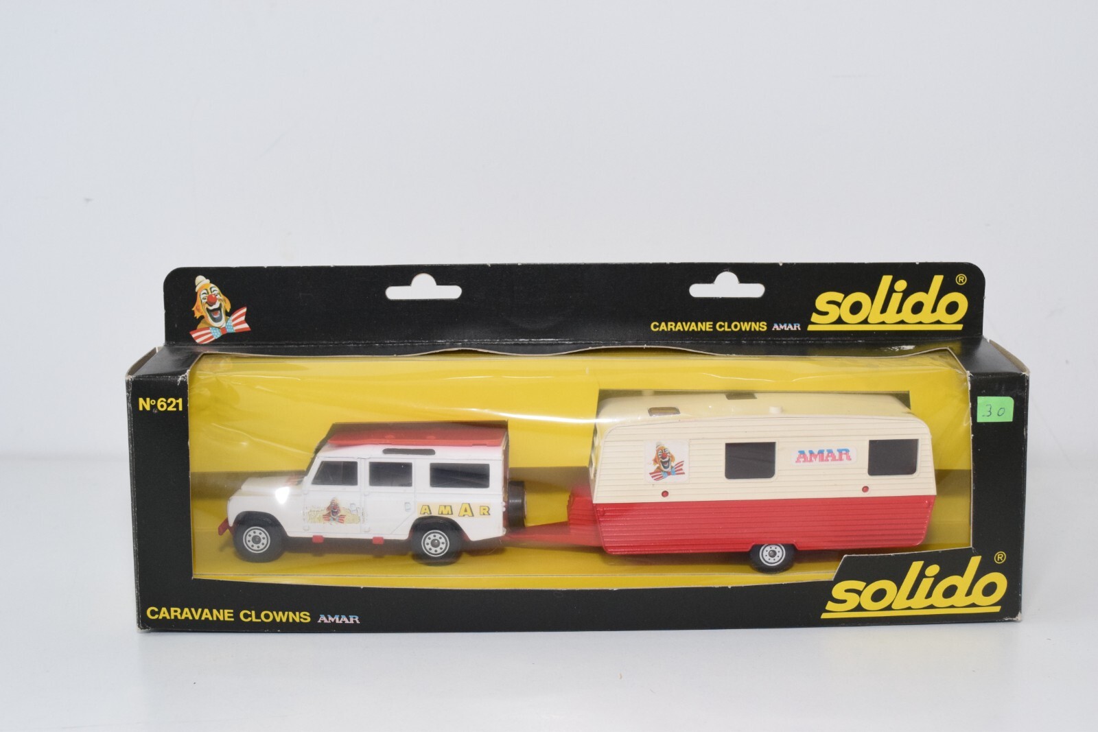 A61 1:43 SOLIDO COFFRET GIFT SET 621 LAND ROVER & CARAVAN CLOWNS AMAR ...