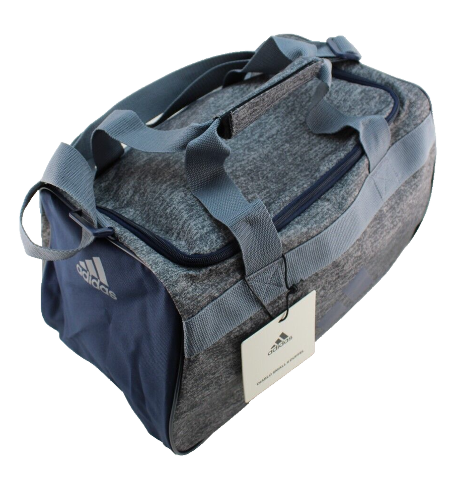 New ADIDAS Diablo II Onix Gray / Navy Blue 18" x 10" x 11" Small Duffle ...