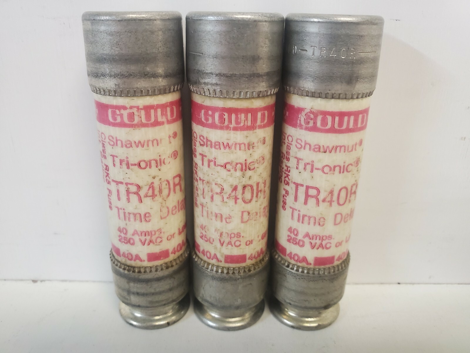 LOT OF (3) GOOD USED! GOULD SHAWMUT 40A TIME DELAY FUSES TR40R | eBay