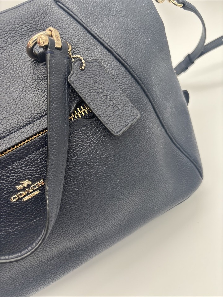 COACH 79997 Prairie Midnight Navy Blue Leather Convertible Crossbody ...