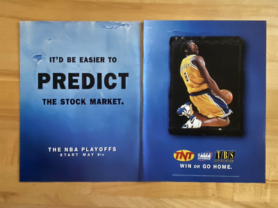 1998 Print Ad Kobe Bryant LA Lakers TNT TBS NBA 1999 Playoffs 16"x10-1/ ...