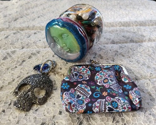 Mystery Jar Filled With VTG Jewelry Skull Coin Purse Gift Set Stocking ...