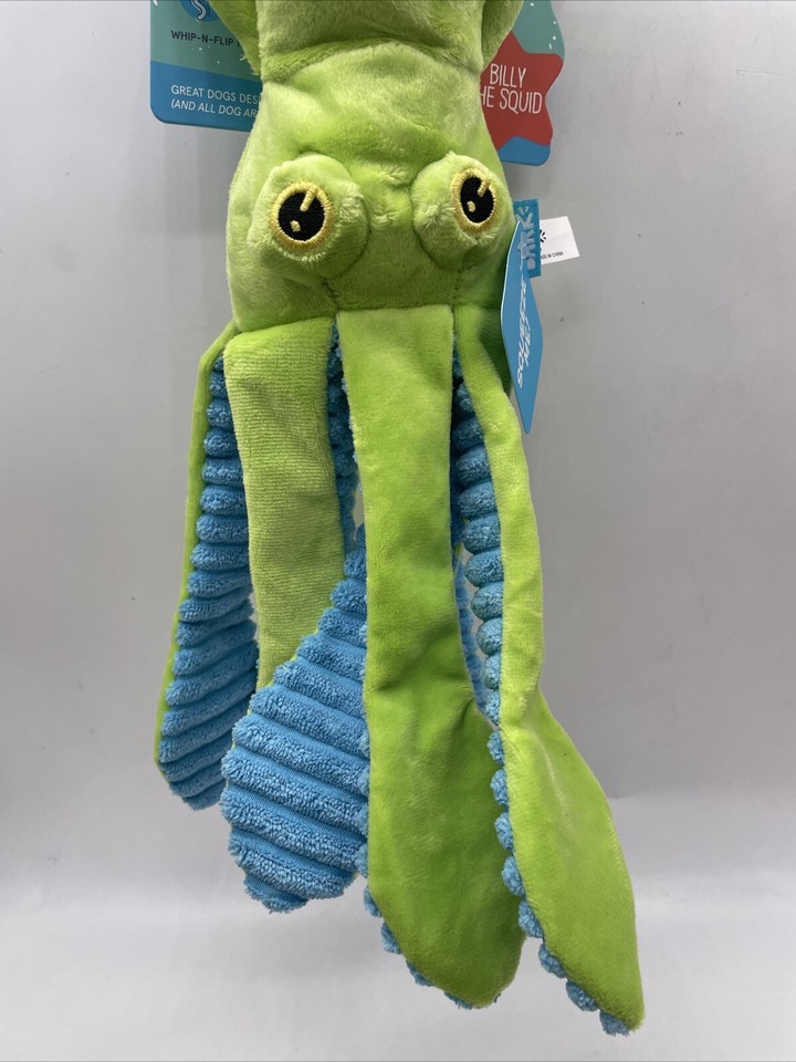 Bark Under The Seams, Billy The Squid Dog Toy, All Dog Size, Squeaker ...