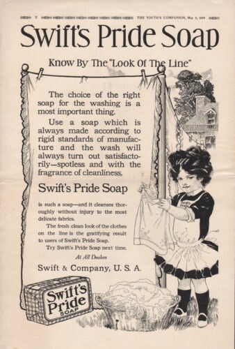 1919 SWIFT PRIDE SOAP WASH DETERGENT LAUNDRY HOME DECOR CLOTHESLINE AD ...