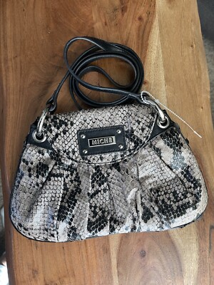 Miche Womens Stella Crossbody/Clutch Black Snakeskin Handbag Removable ...