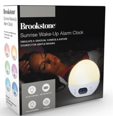 BROOKSTONE Sunrise Wake-Up Alarm Clock Color Changing Light Simulates ...