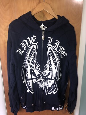 Blac Label Live Life Full Zip Hoodie Sweatshirt Jacket Mens Navy Blue ...