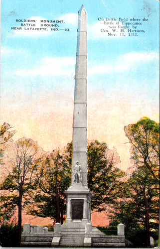 Postcard Battle Ground Indiana Soldiers Monument Posted 1945 | eBay