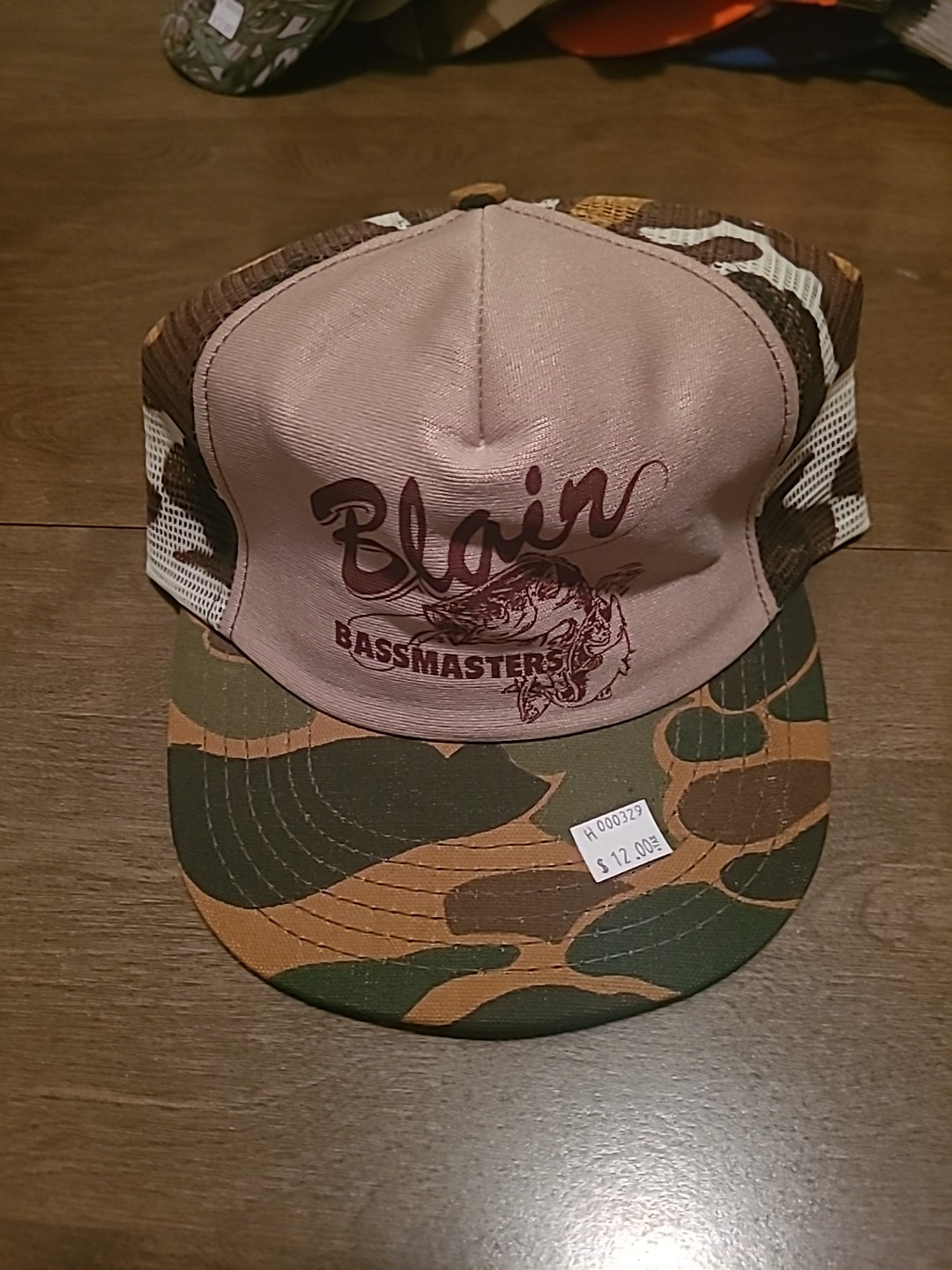 Vintage Blair Bassmasters Fish Camo Mesh Snapback Hat… - Gem
