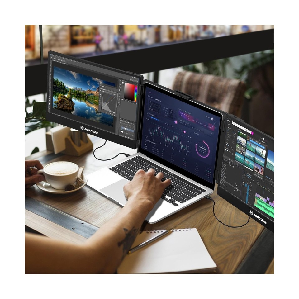 Maxfree Triple Laptop Screen Extender, S2 14" 1080P HD Portable Dual ...