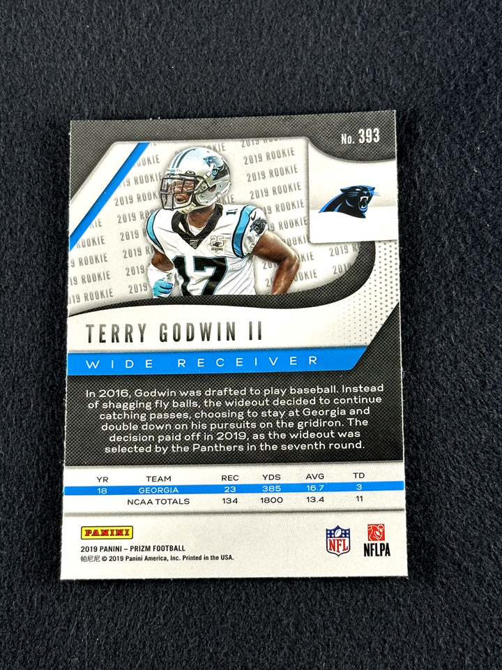 2019 Panini Prizm TERRY GODWIN II Rookie Card RC #393 Carolina Panthers ...