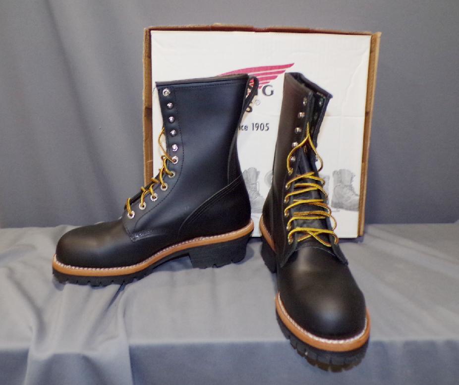 GREAT RED WING Made in USA 2218 BLACK Logger Work Boots MANY SIZES NEW ...