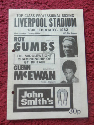 BOXING PROGRAMME - ROY GUMBS V GLENN MCEWAN 1982 | eBay UK