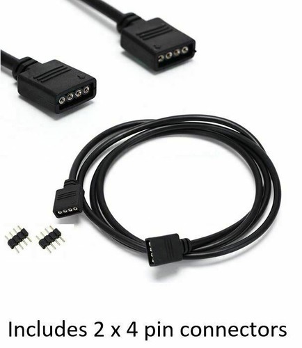 1-5M Black White LED RGB Light Strip Extension Cable Lead Connector ...