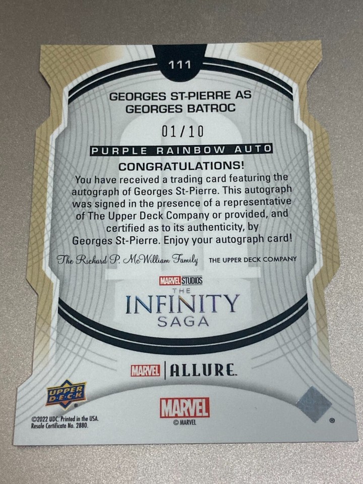 2022 UD Marvel Allure Georges ST-Pierre Georges Batroc Purple Rainbow ...