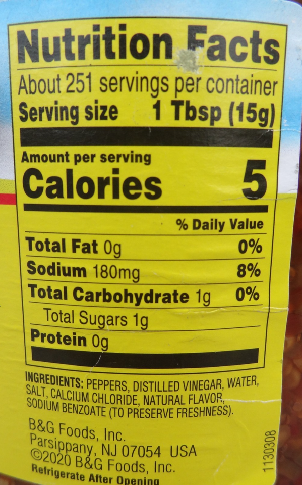 B&G San-Del Hot Chopped Peppers 1 Gallon (3.78L) Best by 09/30/2026 | eBay