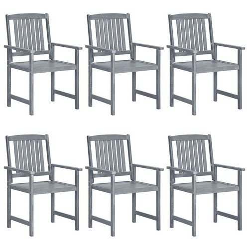 Garden Chair Set of 6 Grey Solid Acacia wood Standard Durable ...