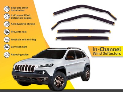 Wind Deflectors In Channel For Jeep Cherokee 2014-2021 4-Pcs Visors ...