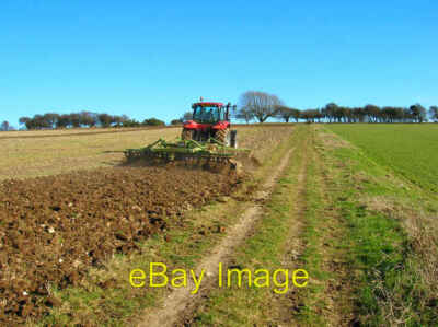Photo 6x4 Preparing the Field Pyecombe Tractor ploughing the land to ...