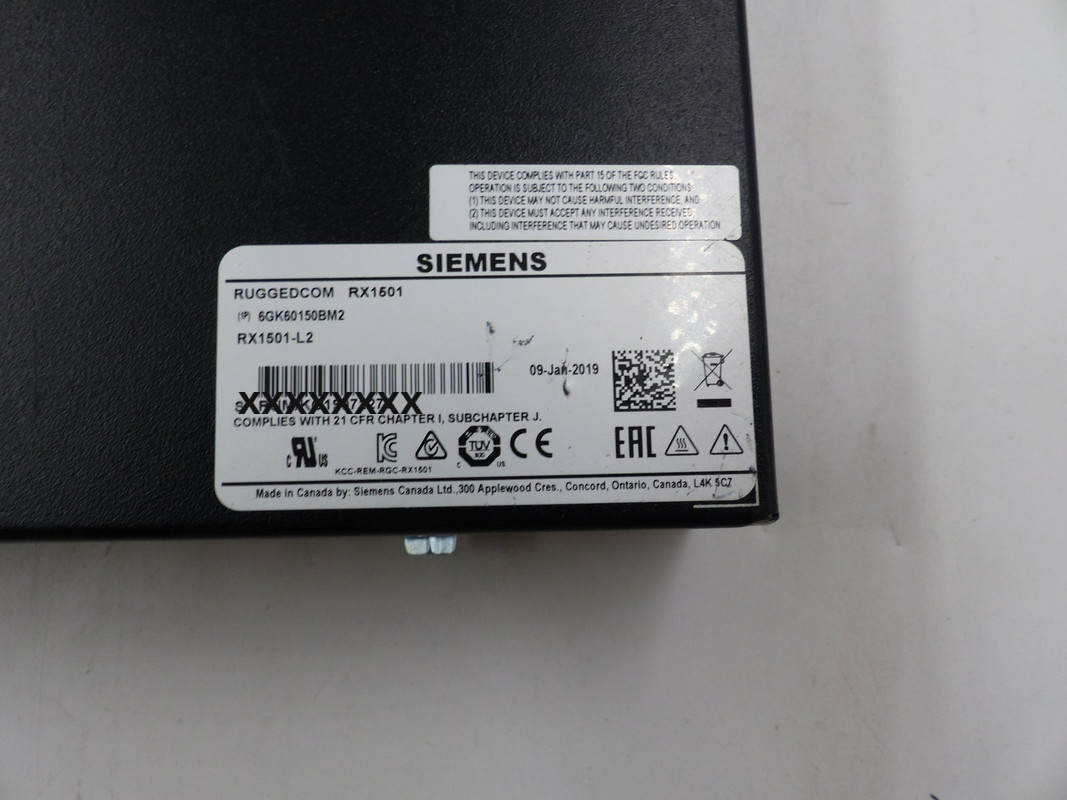 SIEMENS RX1501-L2 RUGGEDCOM SERIES UTILITY GRADE LAYER 2 SWITCH ...