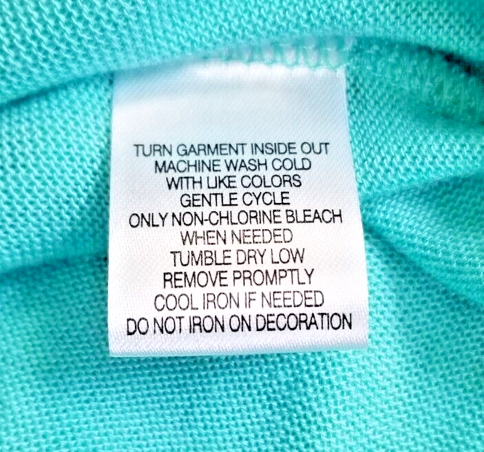 FRENCH LAUNDRY Woman Light Teal Open Front Sweater Rhinestones Trim ...