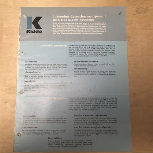 Walter Kidde & Co Brochure~Fire Alarm Intrusion Detection Equipment ...
