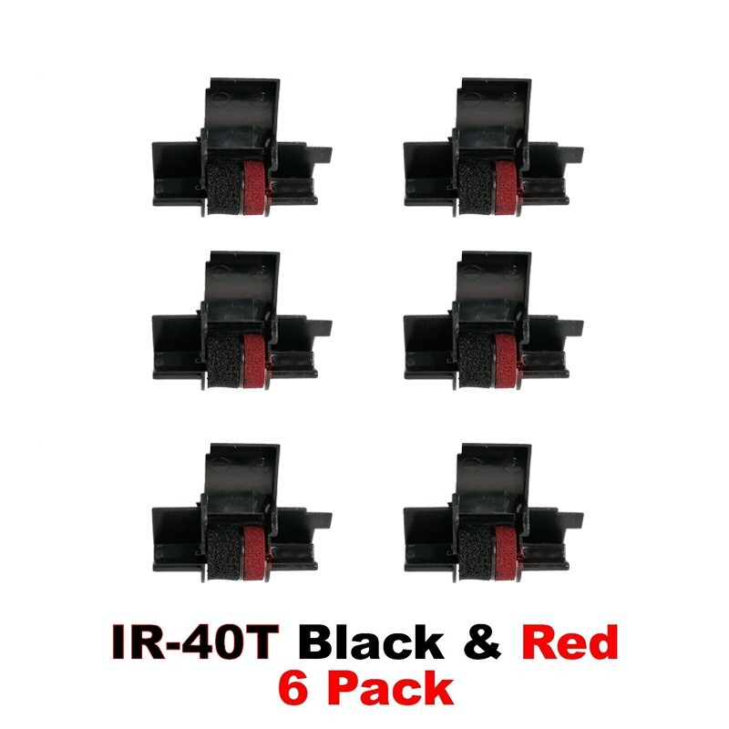 6 Pack IR-40T Black and Red Calculator Ink Rollers IR40T For Sharp ...