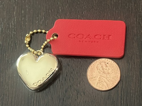 Coach Fragrance Charm Bag Gold Heart Red Purse Hangtag FOB Keychain Tag ...