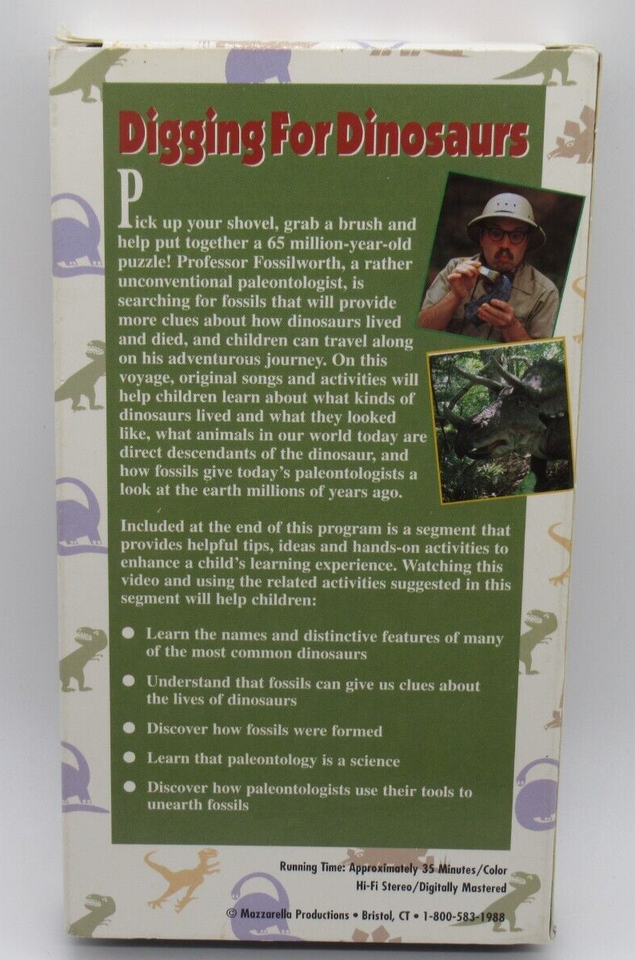 DIGGING FOR DINOSAURS LEARNING VHS VIDEO, LEARN NAMES, DISCOVER FOSSILS ...
