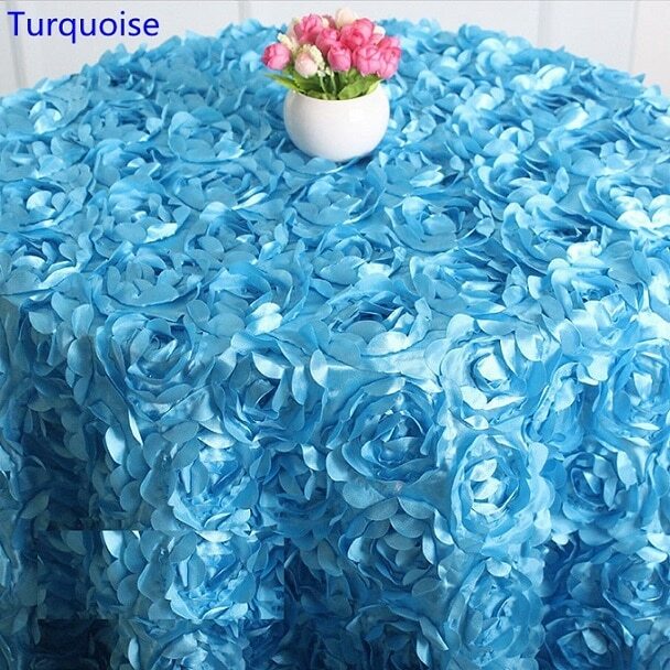 120cm Nordic Round 3D Rose Fabric Tablecloth Table Cover Wedding Party ...