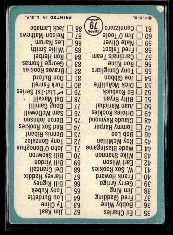 1965 Topps 1st Series Checklist EX/MT Set Break #79 | eBay