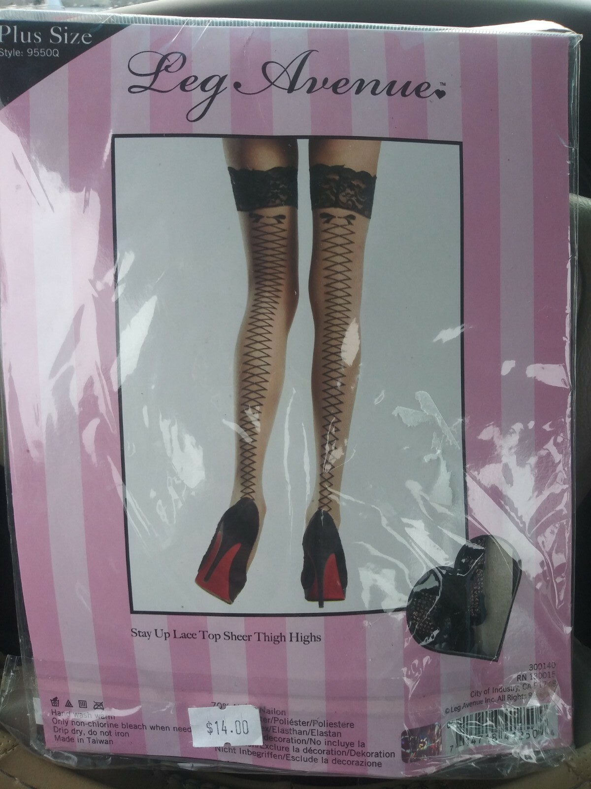 NEW Leg Avenue PLUS SIZE Stay Up Lace Top Sheer Thigh Highs Diamond ...