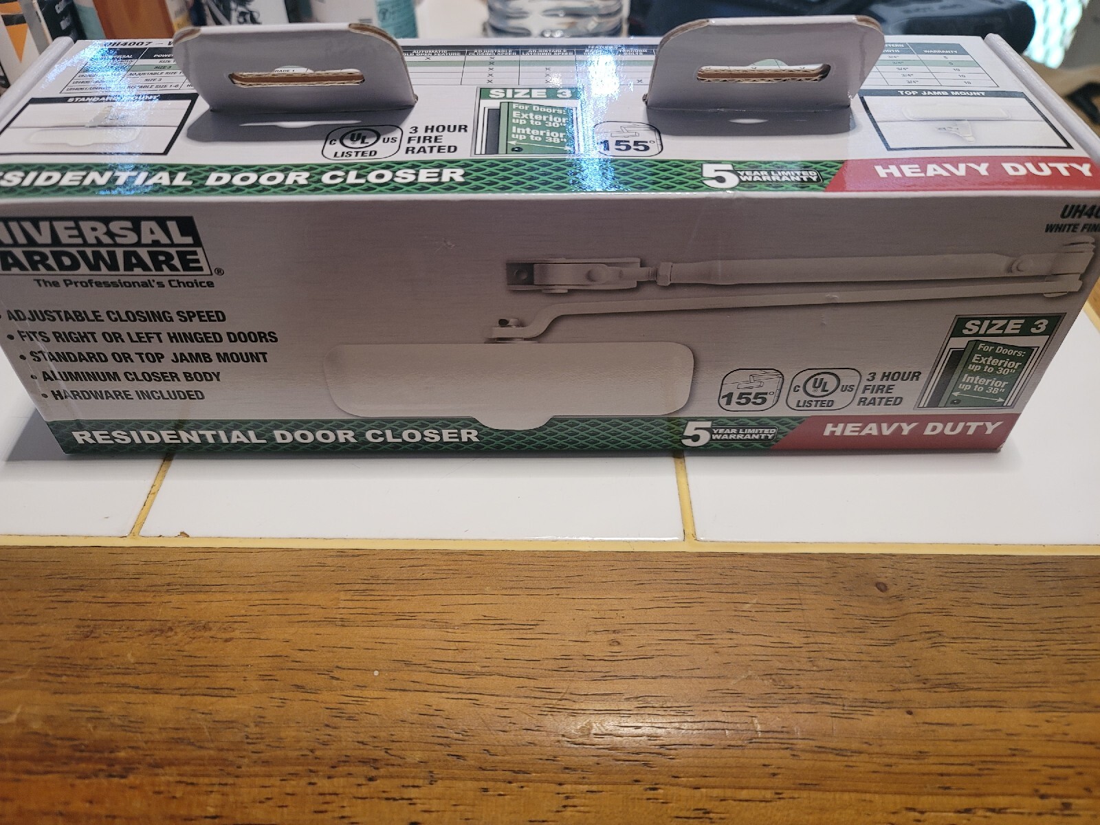 UNIVERSAL HARDWARE UH4007 SIZE 3 HEAVY DUTY DOOR CLOSER WHITE FINISH ...