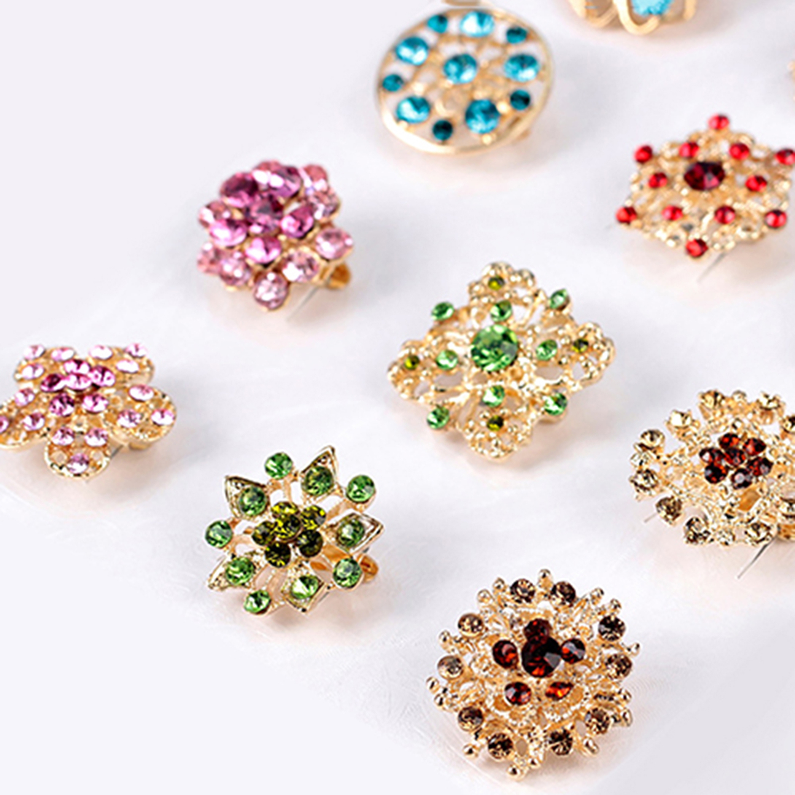 12pcs Brooch Lightweight Decoration Rhinestone Inlaid Hollow Brooch ...