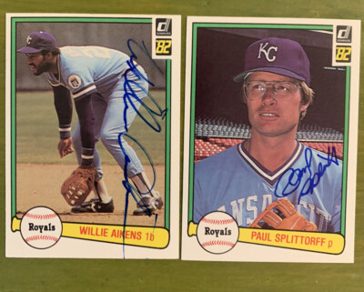 1982 Donruss #464 Paul Splittorff & #412 Willie Aliens AUTOGRAPHED ...